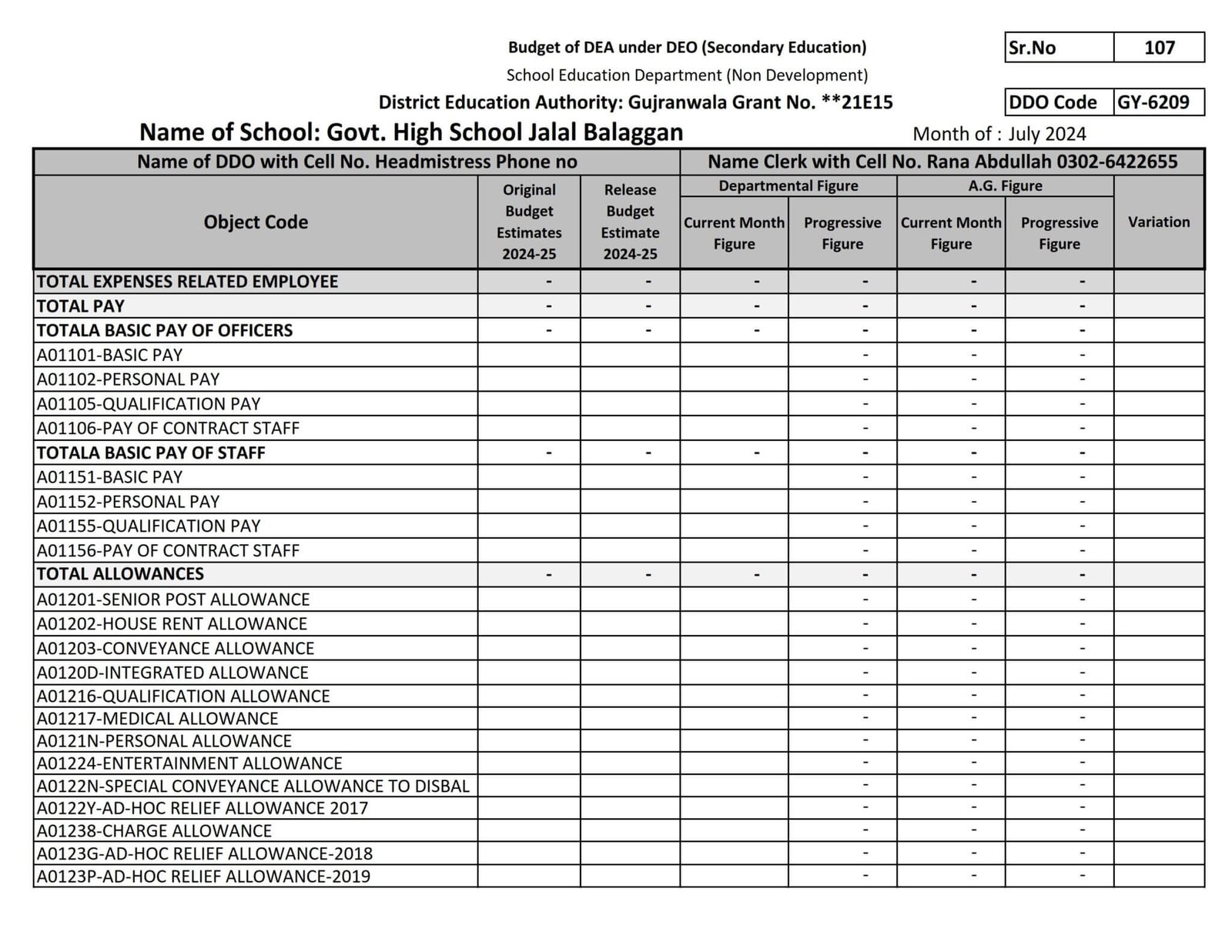 Expenditure Format 2024-25 - Education Insider